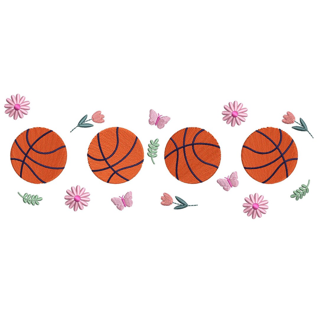 Basketball Embroidery File 4 Sizes, Floral Basketball Season Machine ...