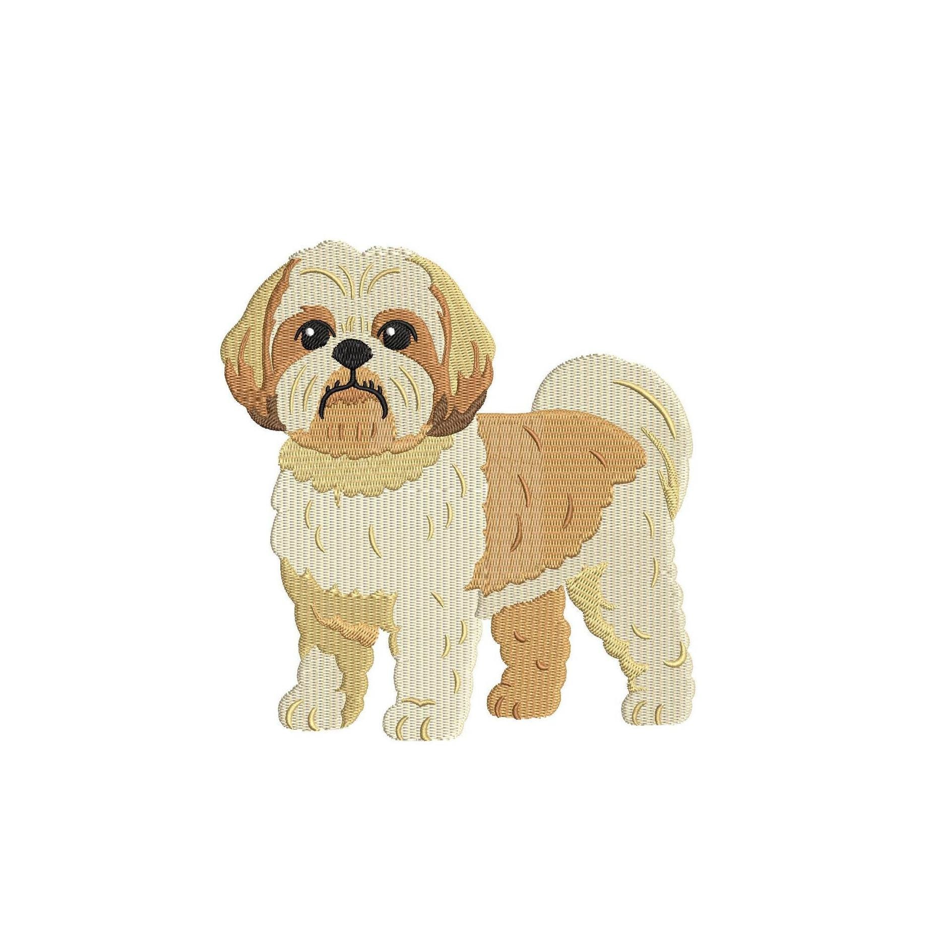 Shih Tzu Embroidery Design, Cute Dog Embroidery, Fluffy Puppy ...