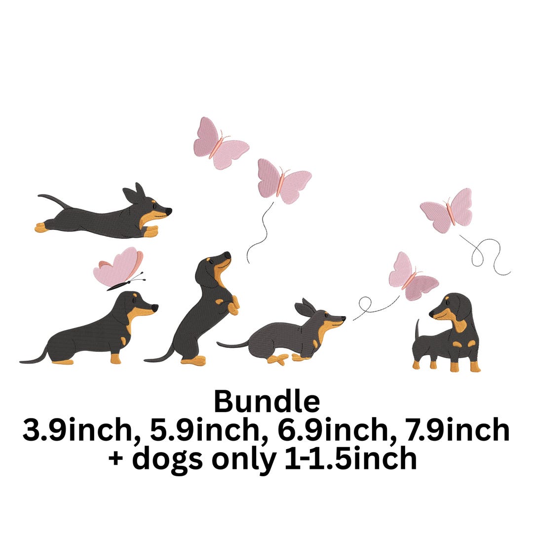 Mini Bundle - Dachshund Dog Embroidery, Mini Embroidery Set Pocket Mini ...