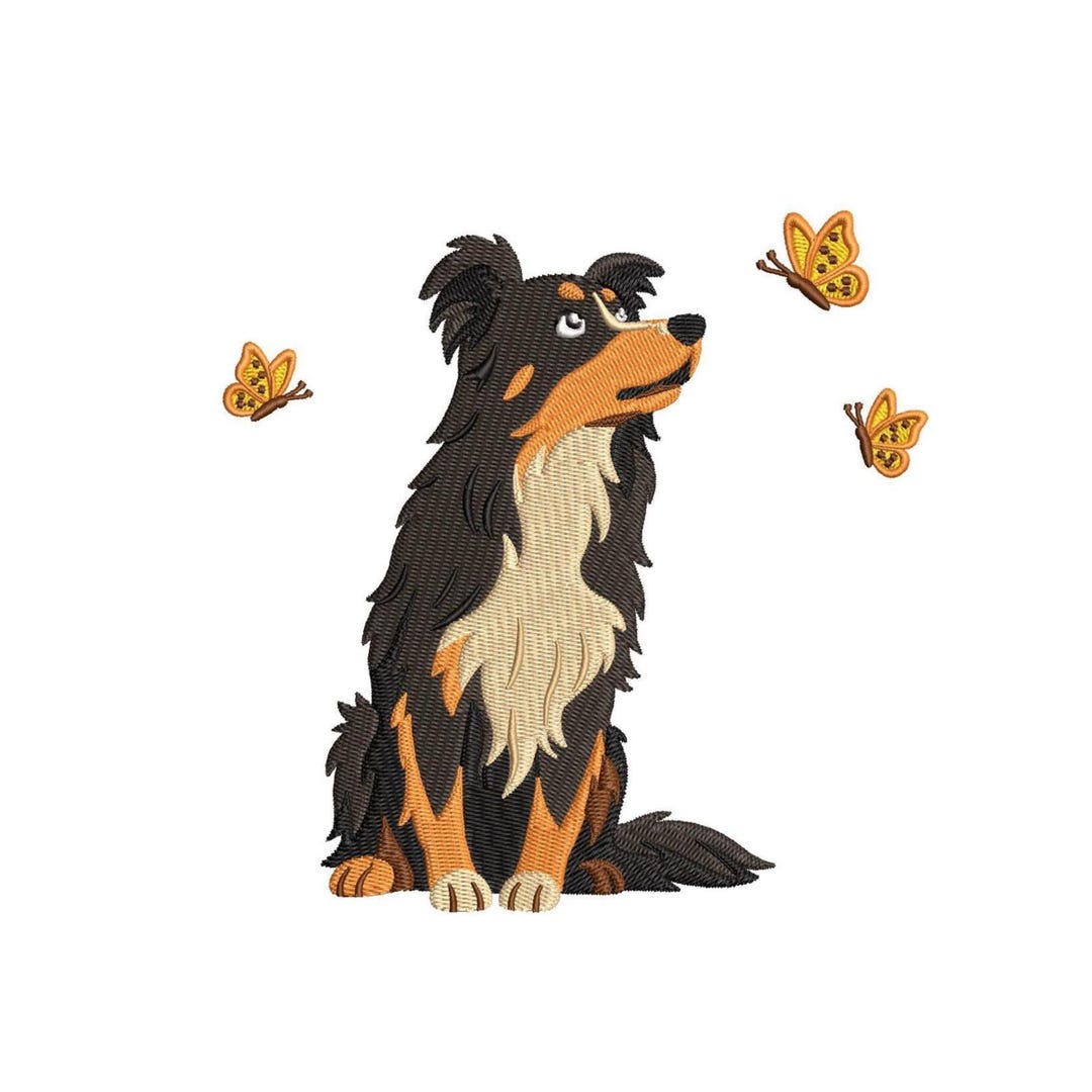 Border Collie Embroidery, Dog Embroidery File, Summer Butterfly Puppy ...