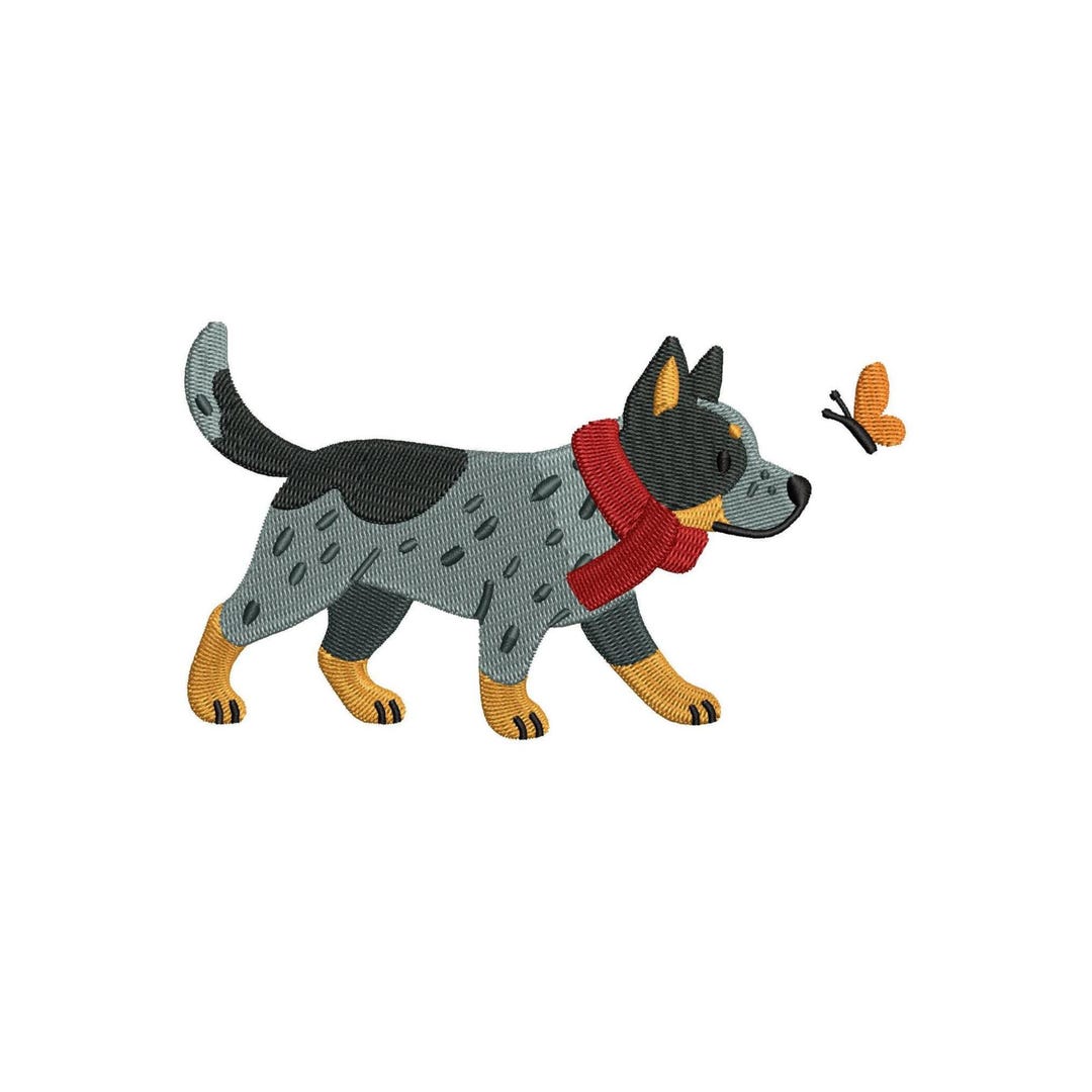 Blue Heeler Dog Embroidery Design Pes Dst Vp3 Hus Playful Cattle Dog ...