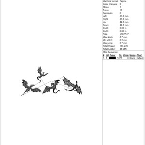 Dragon Embroidery Flying Minimalist Winged Dragon Digital Instant ...
