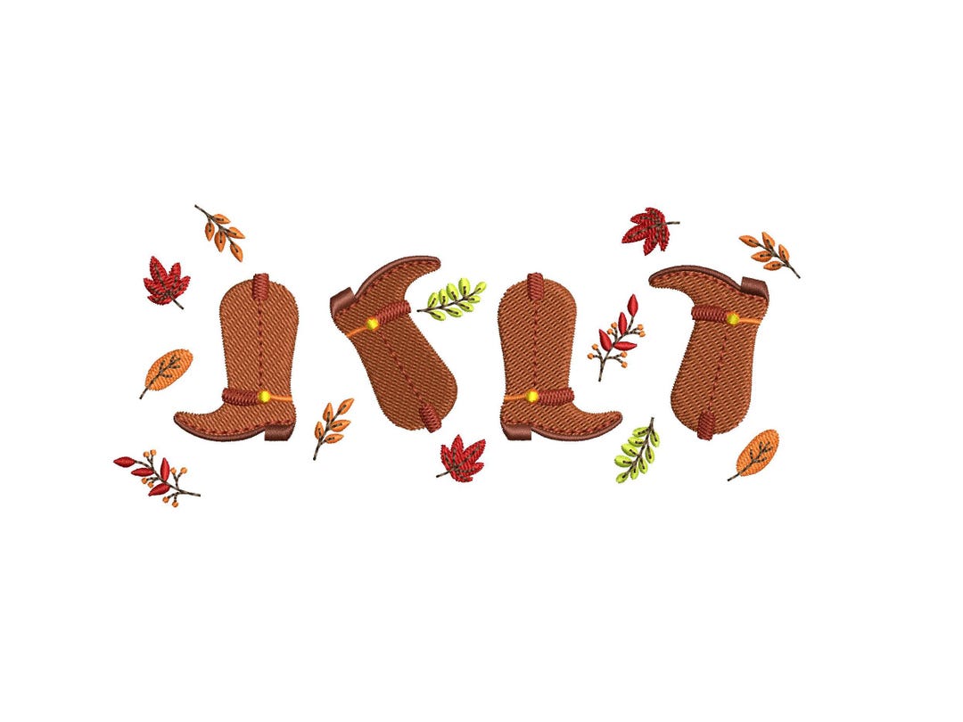 Fall Boots Machine Embroidery File, Western Country Cottage Cowgirl ...