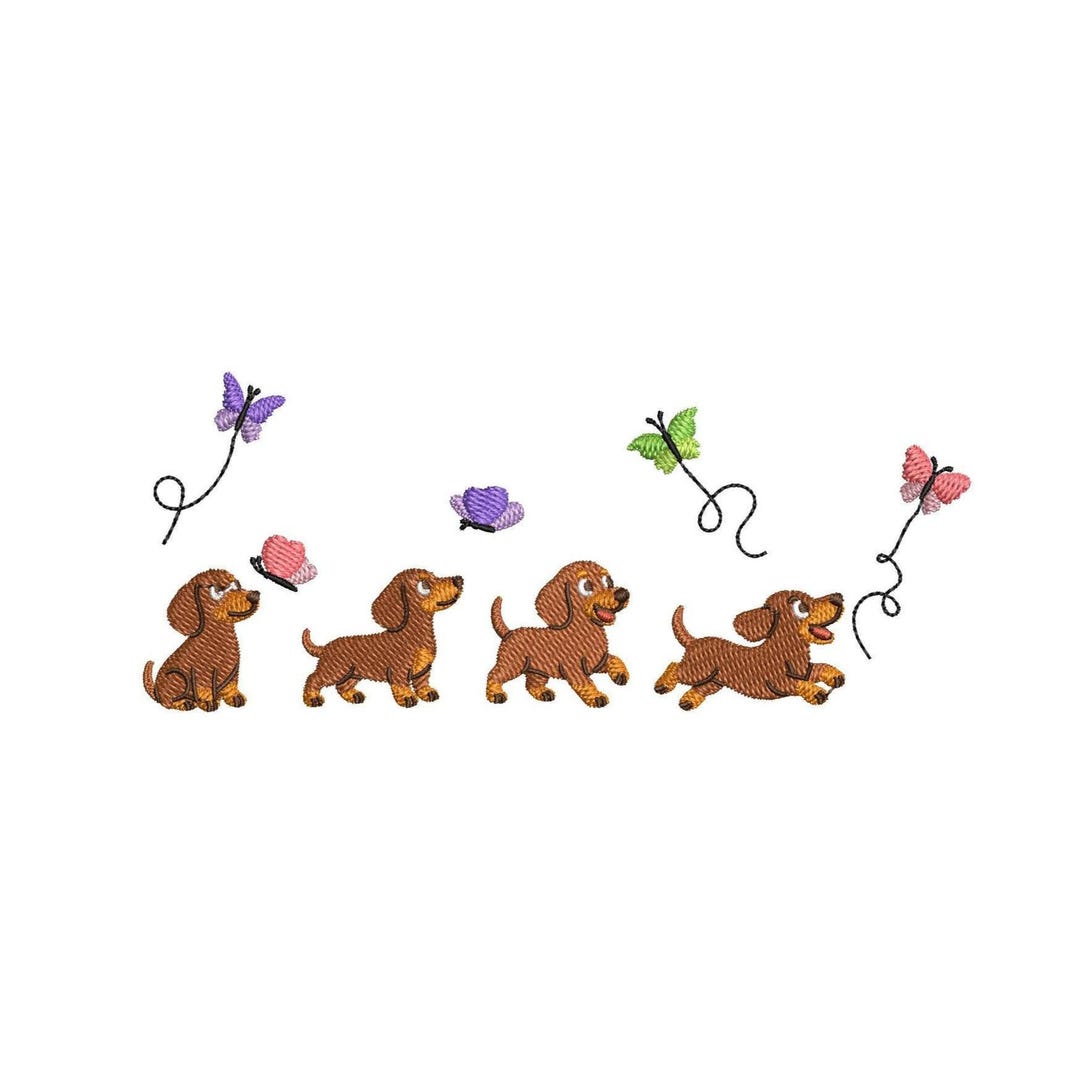 Dachshund Puppy Embroidery Design 6 Sizes, Brown Weiner Dog Embroidery ...