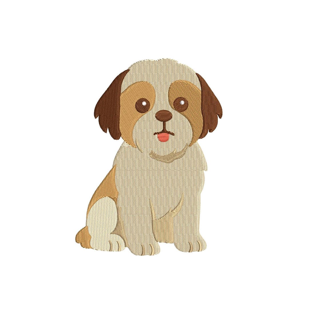 Shih Tzu Embroidery Design 3 Sizes, Sitting Puppy Embroidery, Cute Mini ...