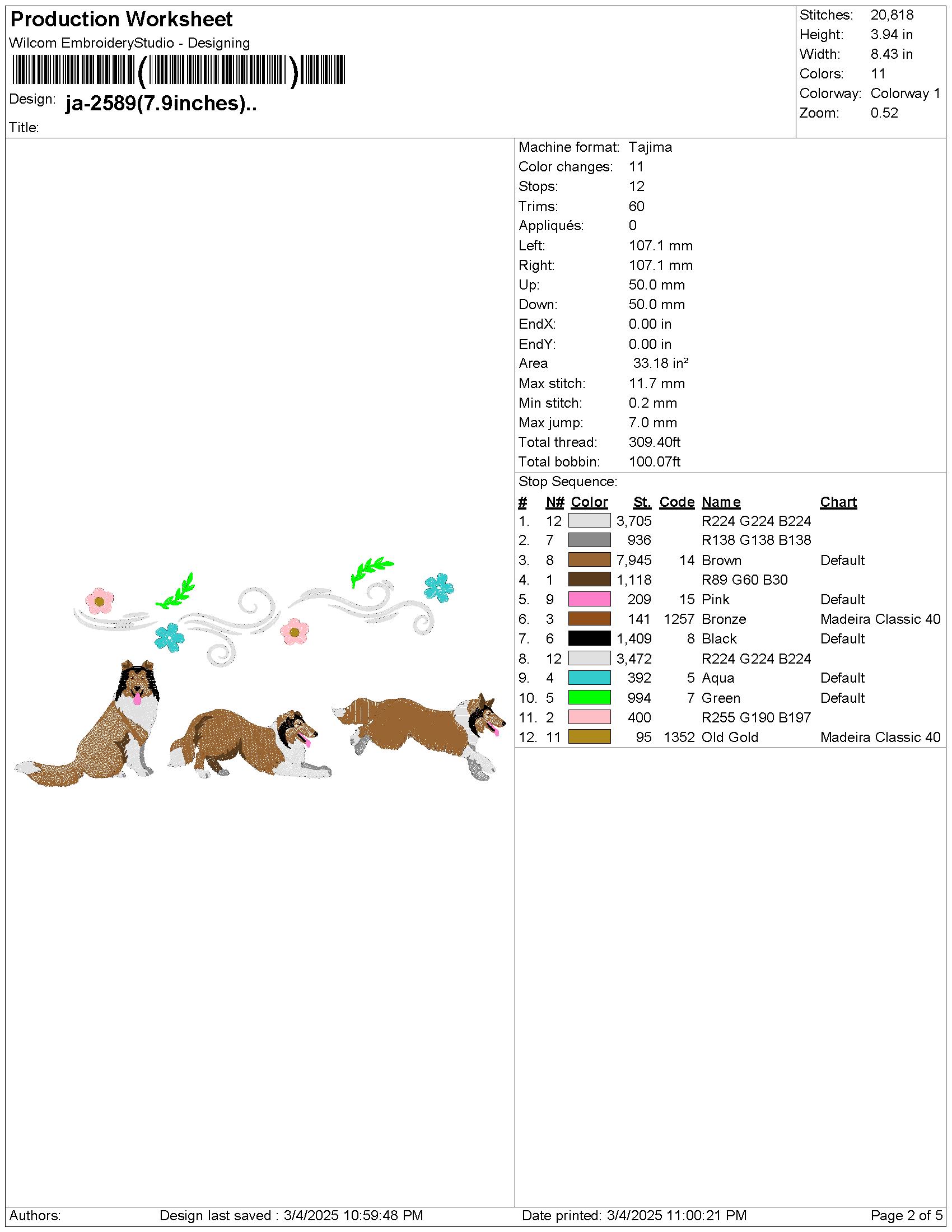 Three Rough Collie Dog Embroidery 6 Sizes, Lassie Long-haired Collie ...