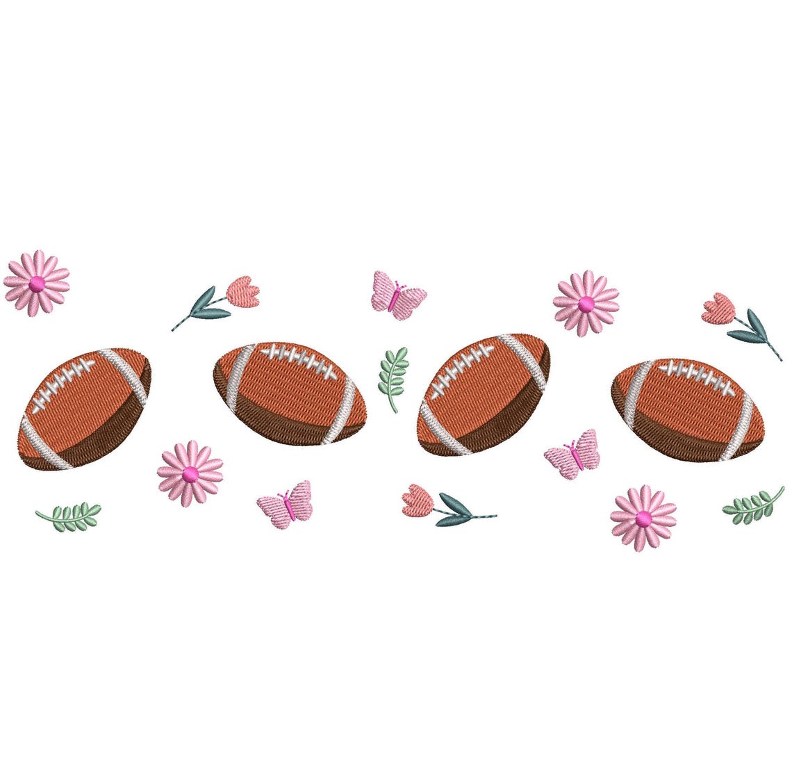 Football Embroidery Design 6 Sizes, Floral Football Season Machine ...