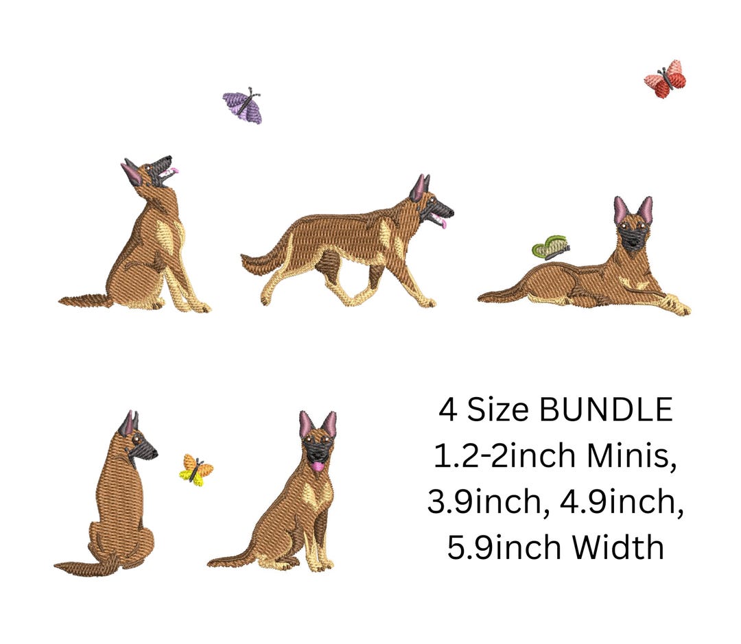 Bundle - Mini Belgian Malinois Embroidery, Mini Dog Embroidery, Mini ...