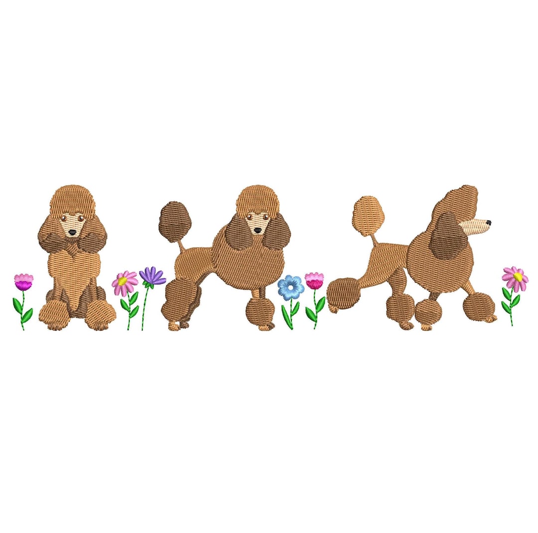 Poodle Dog Embroidery Design 6 Sizes, Pom Pom Dog Spring Summer Easter ...