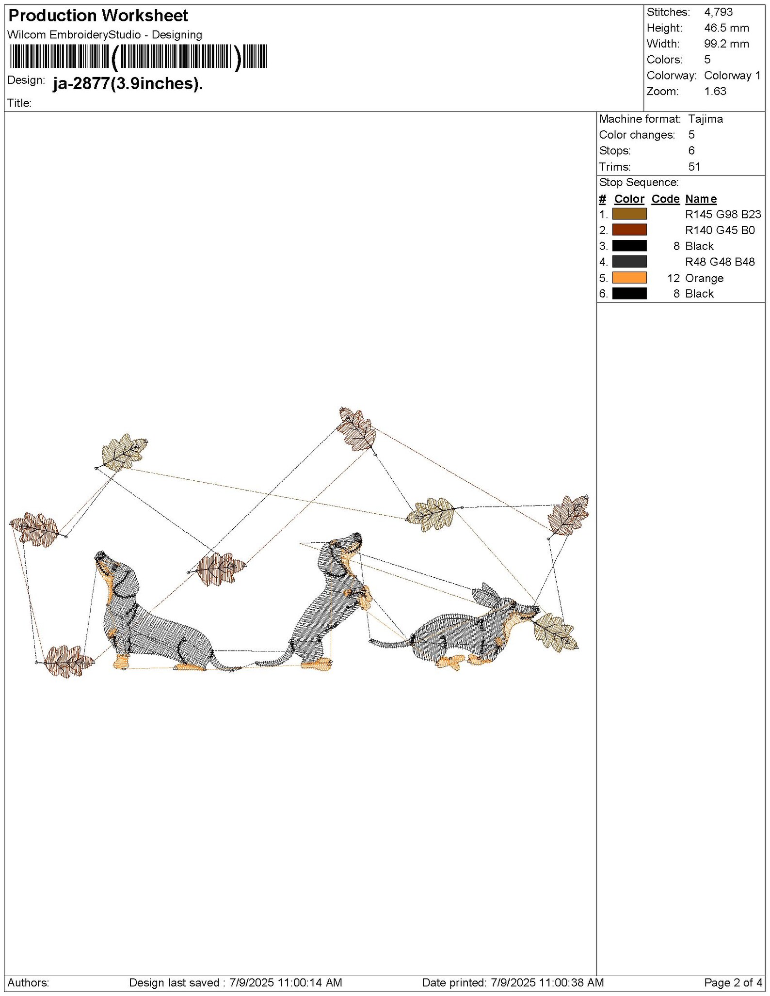 Fall Dachsund Dog Embroidery Pes Dst Exp Hus Inb Jef Sew Vp3 Xxx Mini ...