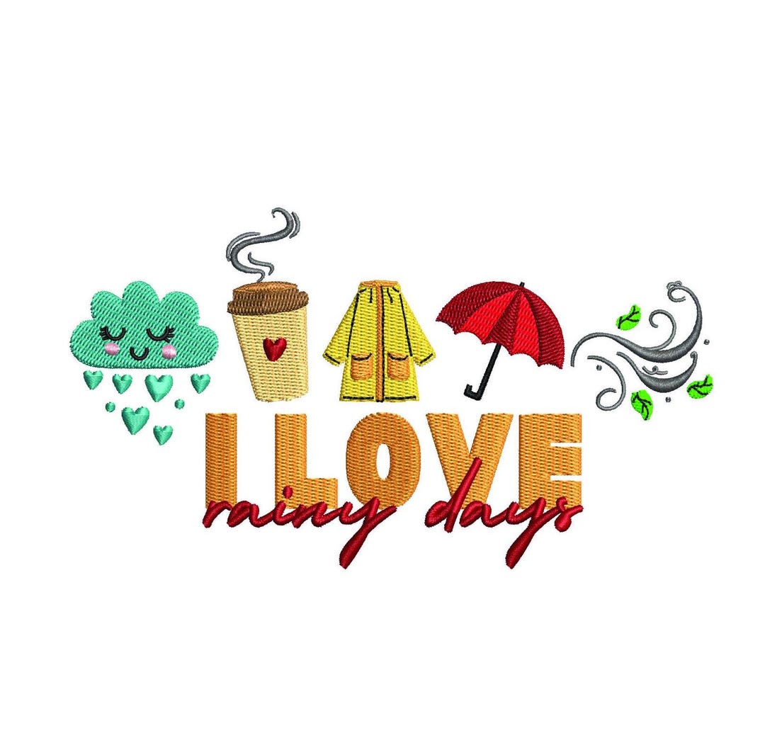 Rain Machine Embroidery Design, Spring Showers Sweatshirt Digitized ...