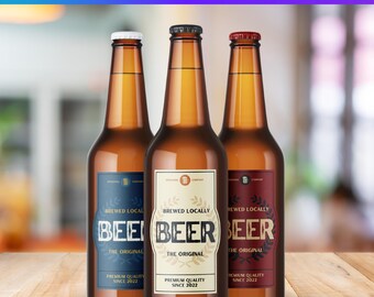Editable Beer Label Template, Personalized Canva Homebrew Beer Bottle ...