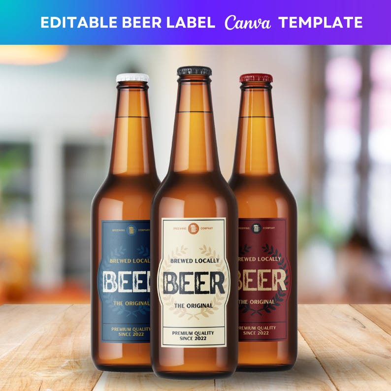Editable Beer Label Template, Personalized Canva Homebrew Beer Bottle Label, Personalized Bier ...