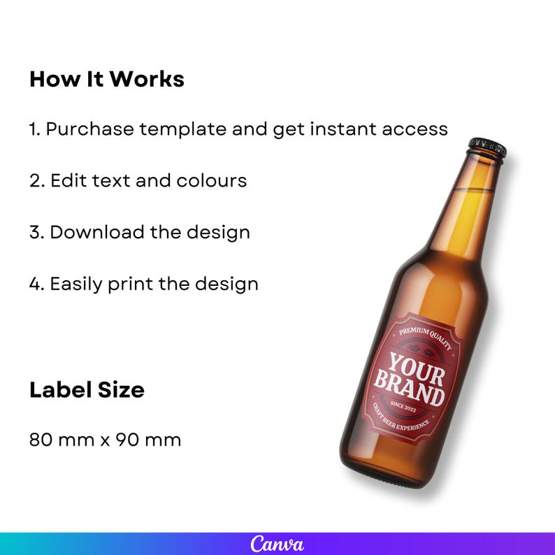 Editable Beer Label Template, Personalized Canva Homebrew Beer Bottle Label, Personalized Bier ...