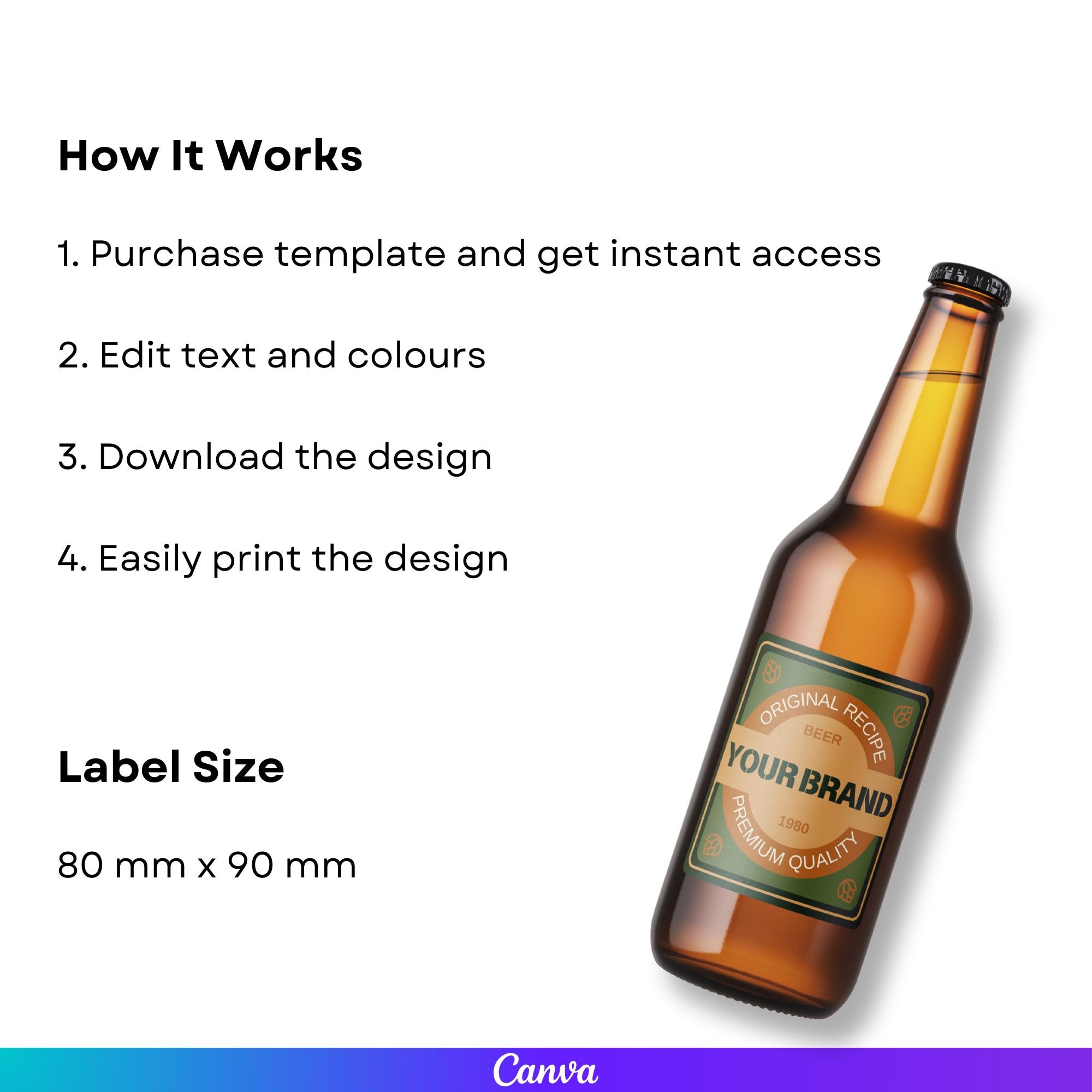 Editable Craft Beer Bottle Label Template – Modern Canva Design for ...
