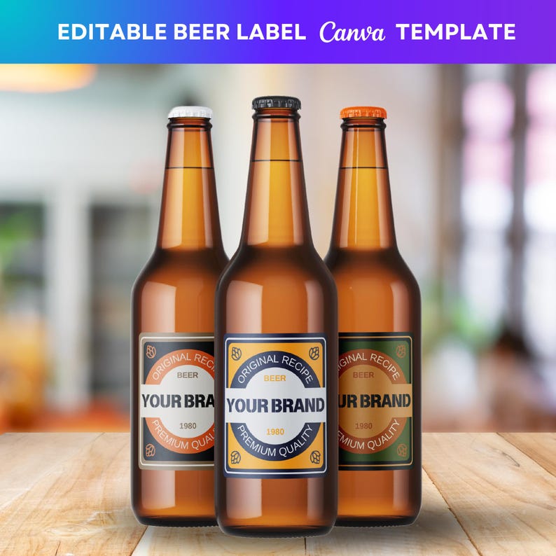 Editable Craft Beer Bottle Label Template – Modern Canva Design for ...