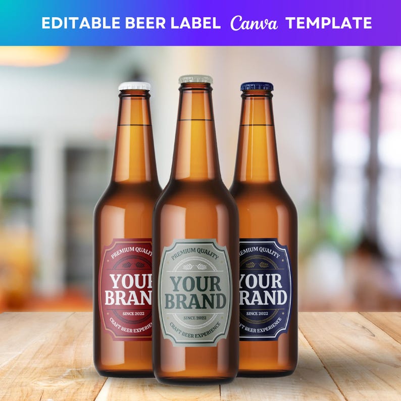 Editable Beer Label Template, Personalized Canva Homebrew Beer Bottle ...