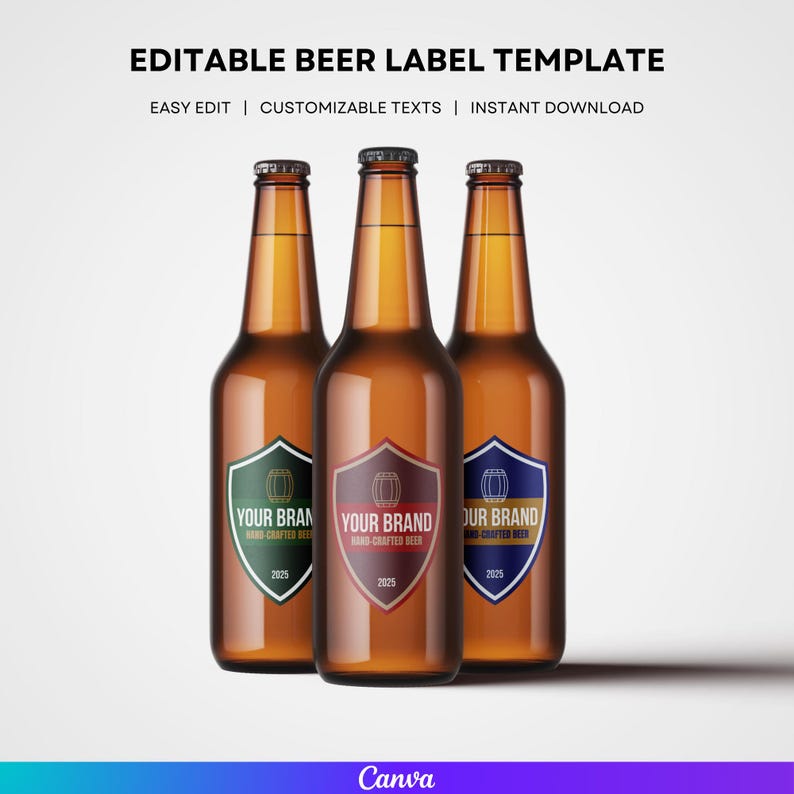 Editable Beer Label Template, Personalized Canva Homebrew Beer Bottle Label, Personalized Bier ...