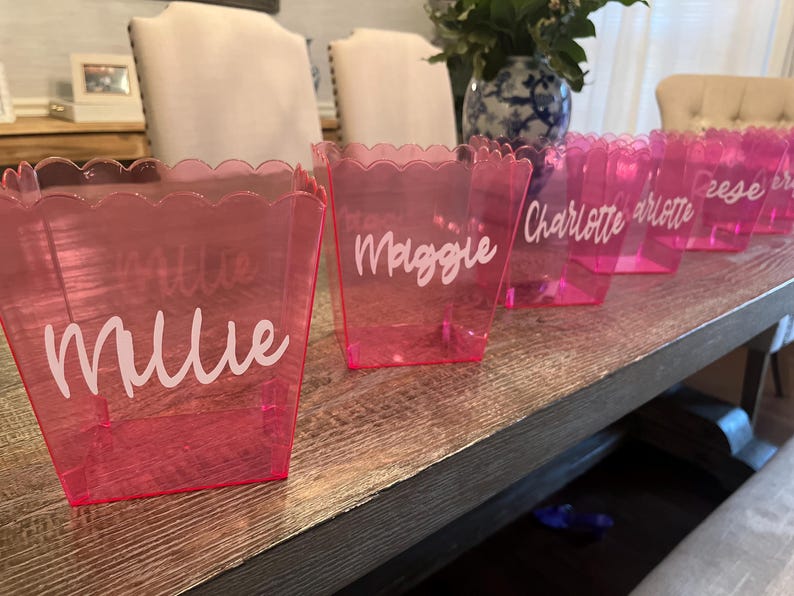 Personalized Pink Party Bins| Personalized Pink Favors | Pink Party ...