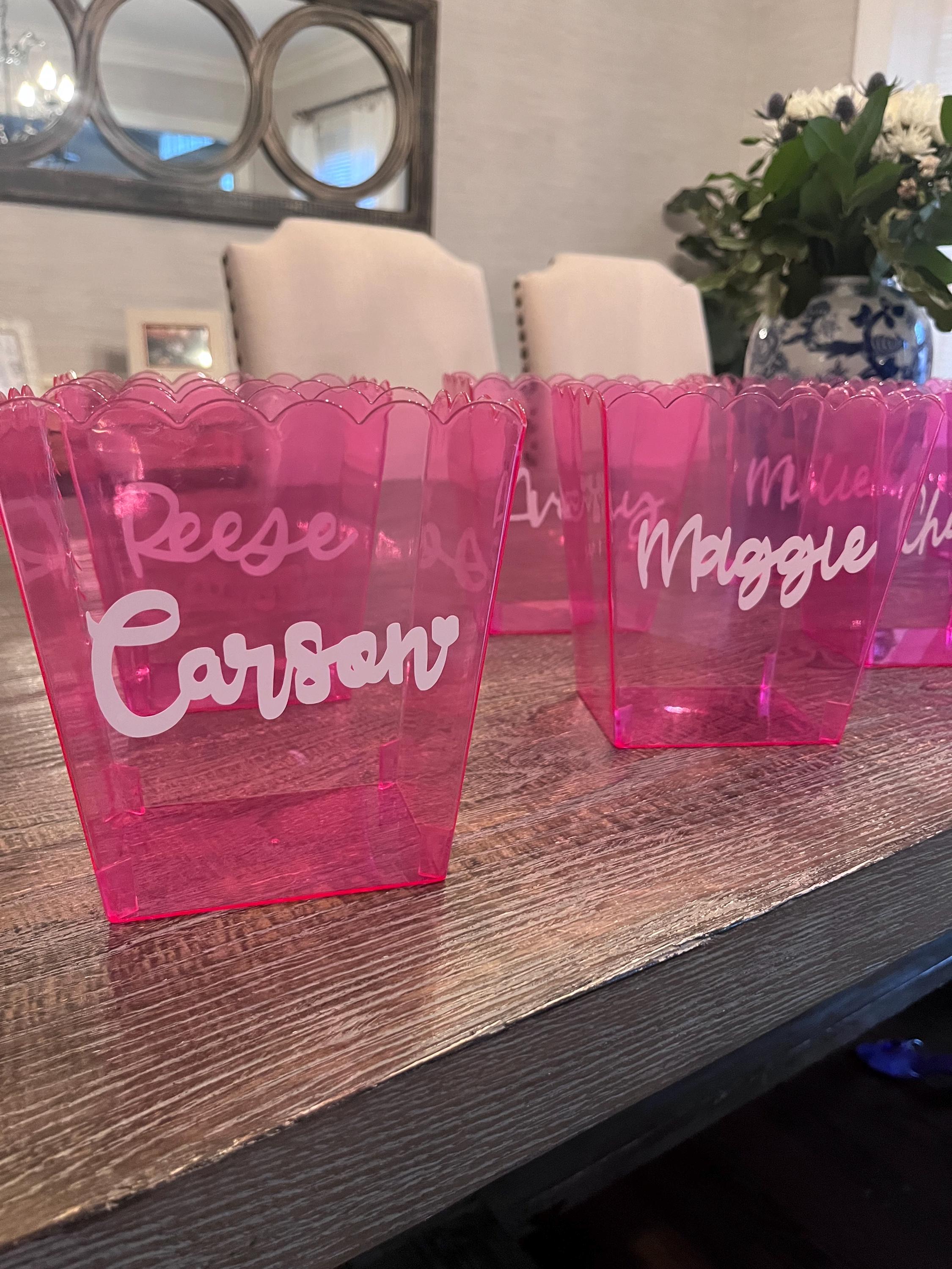 Personalized Pink Party Bins| Personalized Pink Favors | Pink Party ...