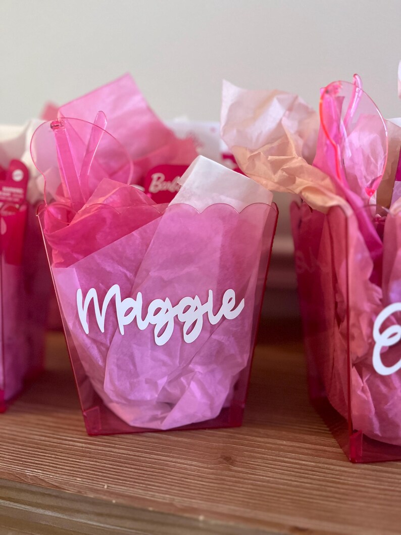 Personalized Pink Party Bins| Personalized Pink Favors | Pink Party ...