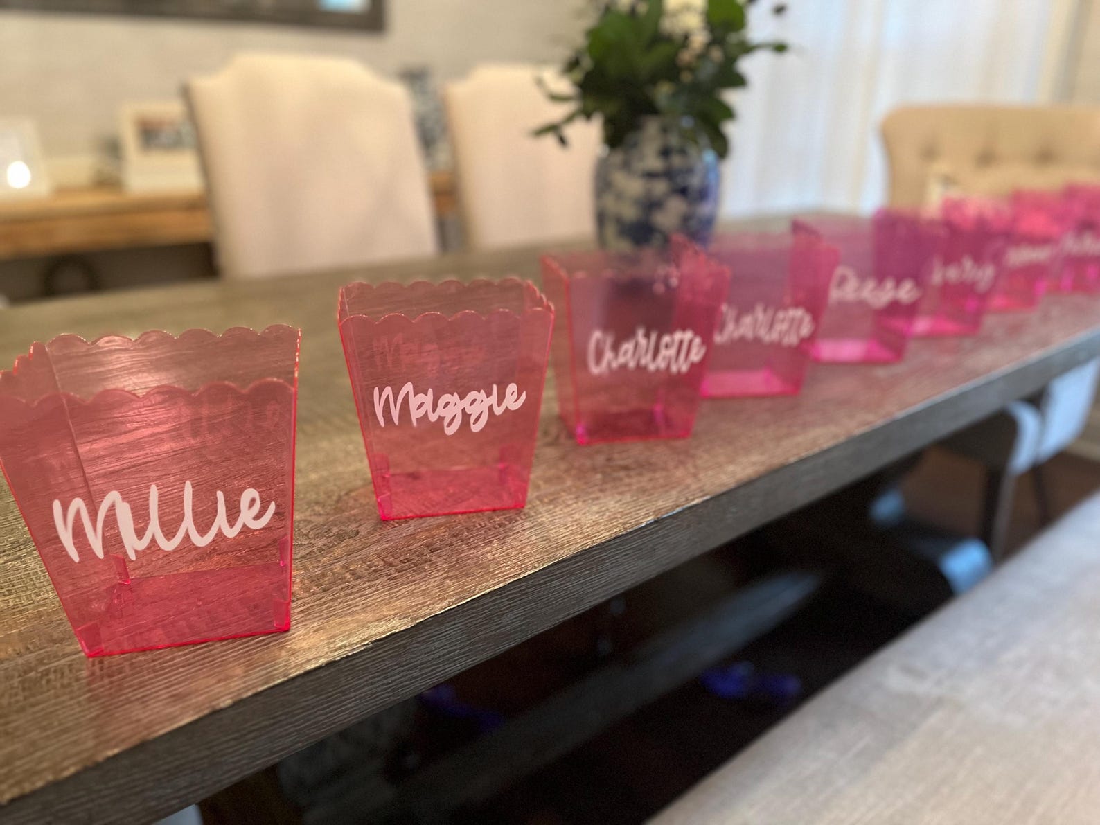 Personalized Pink Party Bins| Personalized Pink Favors | Pink Party ...