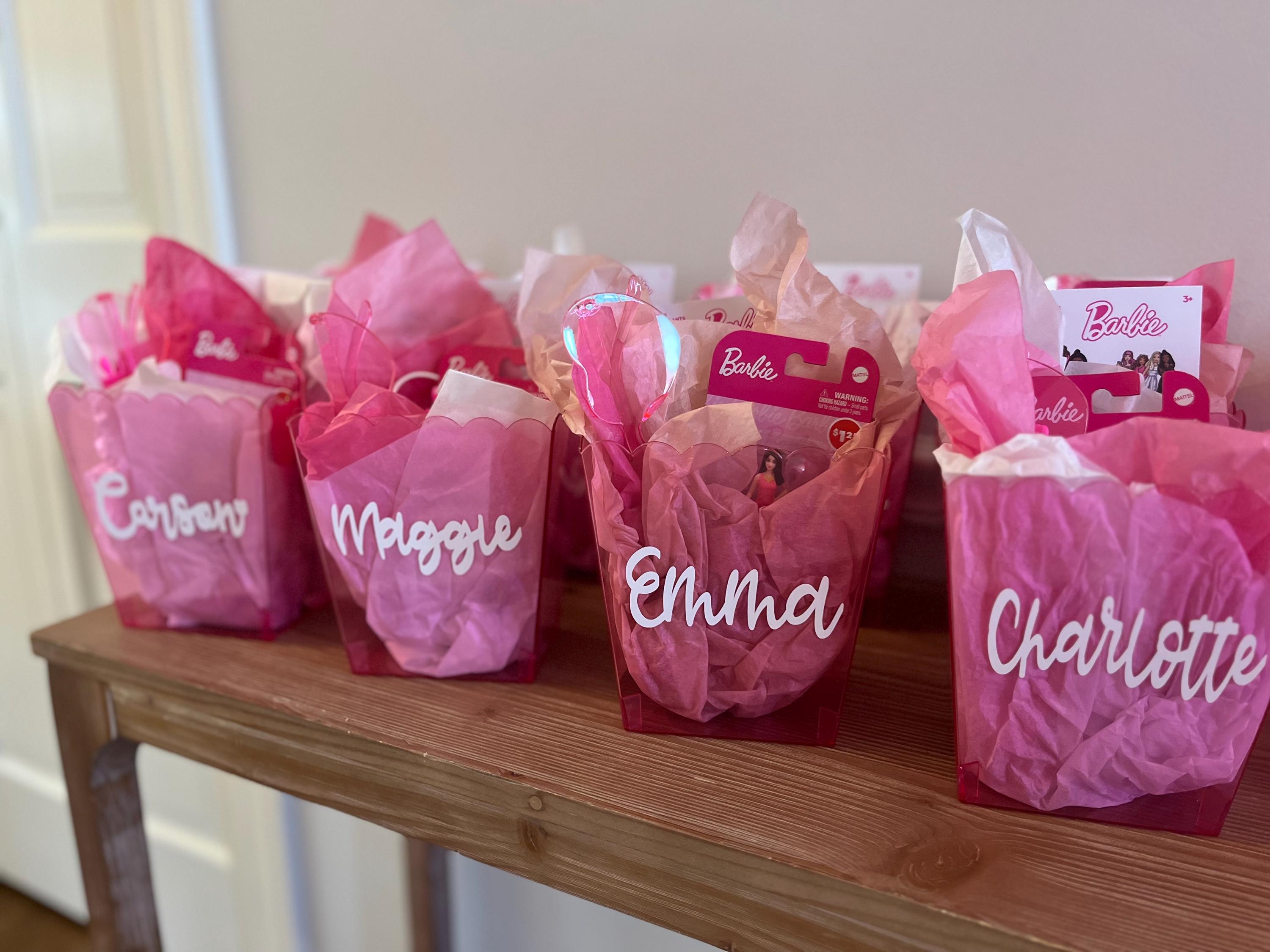Personalized Pink Party Bins| Personalized Pink Favors | Pink Party ...