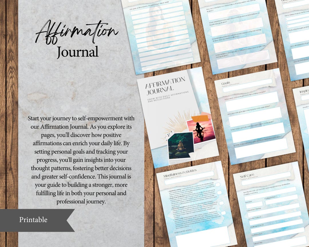 Affirmation Journal Printable | Self Awareness Journal | Mental Health ...