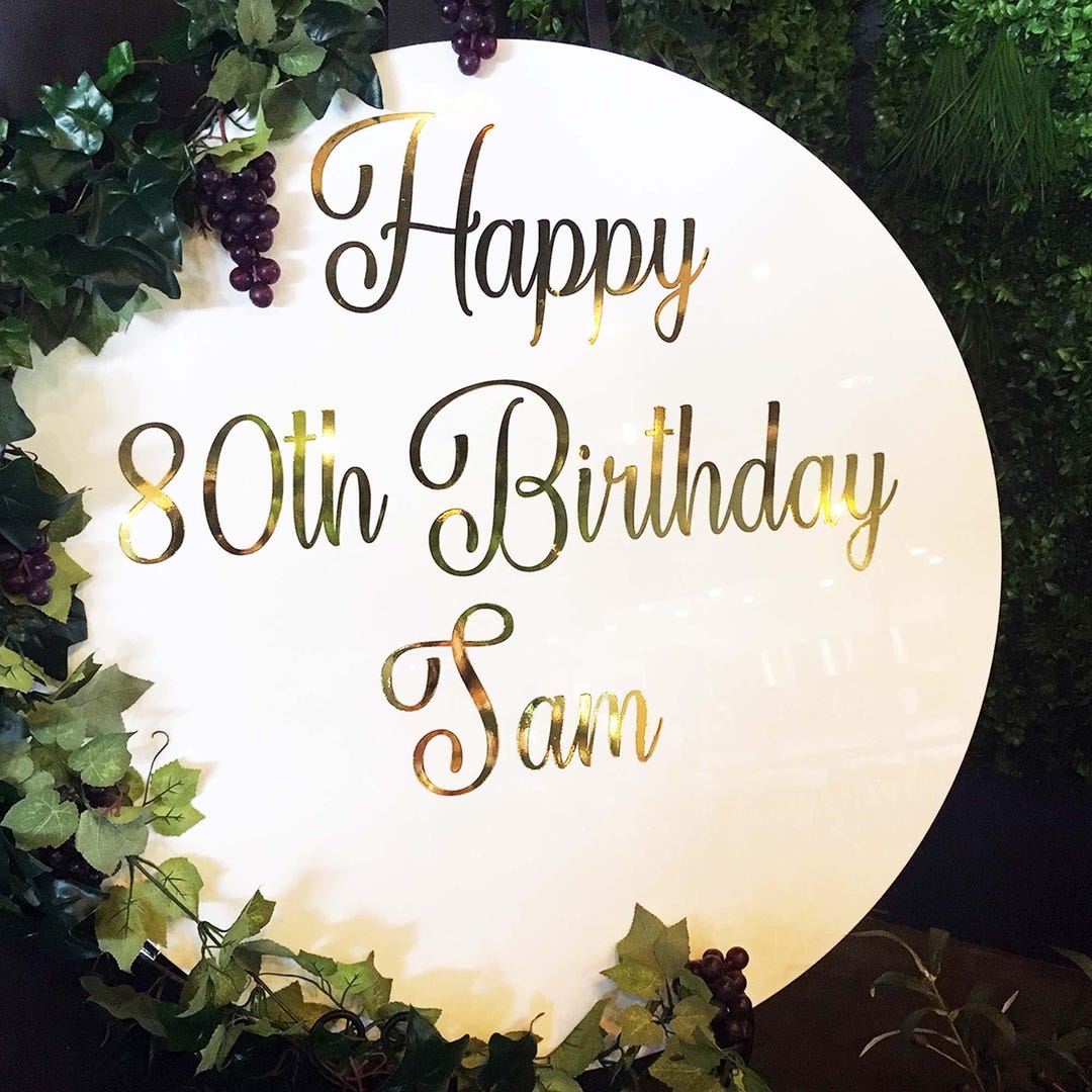 Happy Birthday Acrylic Sign With 3D Letters | Round Birthday Sign Gifts ...