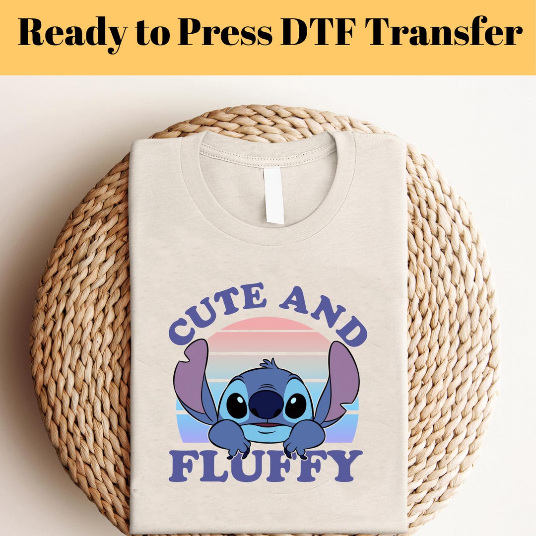 Disney Stitch Cute and Fluffy DTF Transfer, Stitch DTF Transfer, Stitch ...