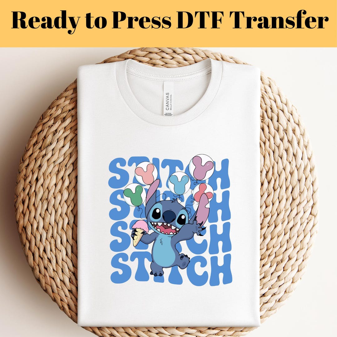 Disney Stitch DTF Transfer, Cute Stitch Ready to Press, Disneyworld DTF ...