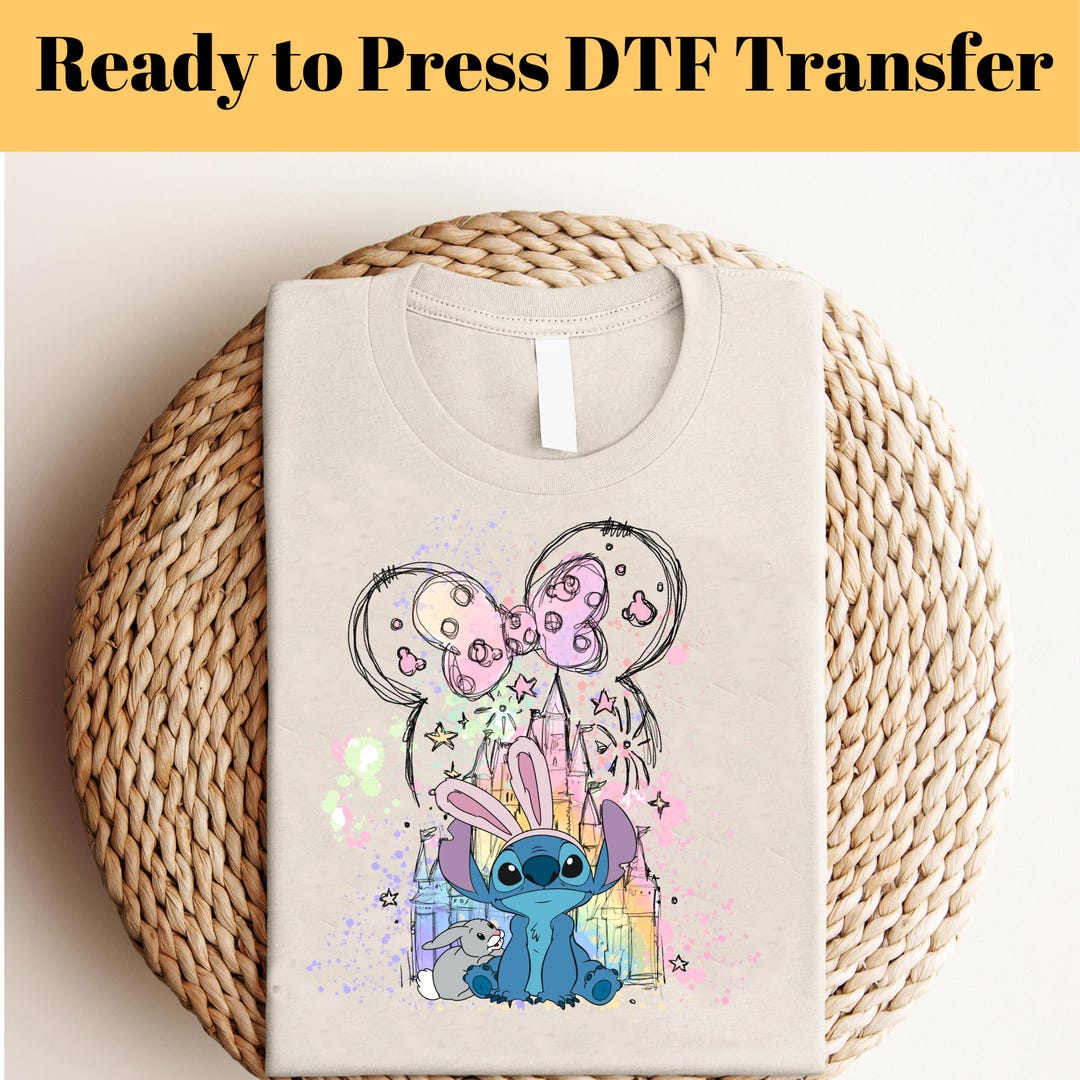 Ready to Press, Stitch DTF, Disney Tee, Disney Stitch DTF, Stitch ...