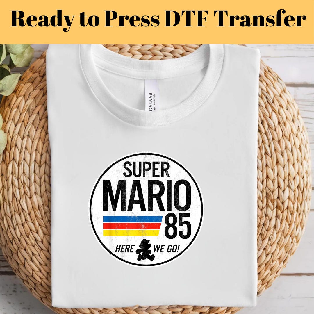 Super Mario DTF Transfer, Ready to Press, Super Mario Birthday DTF ...