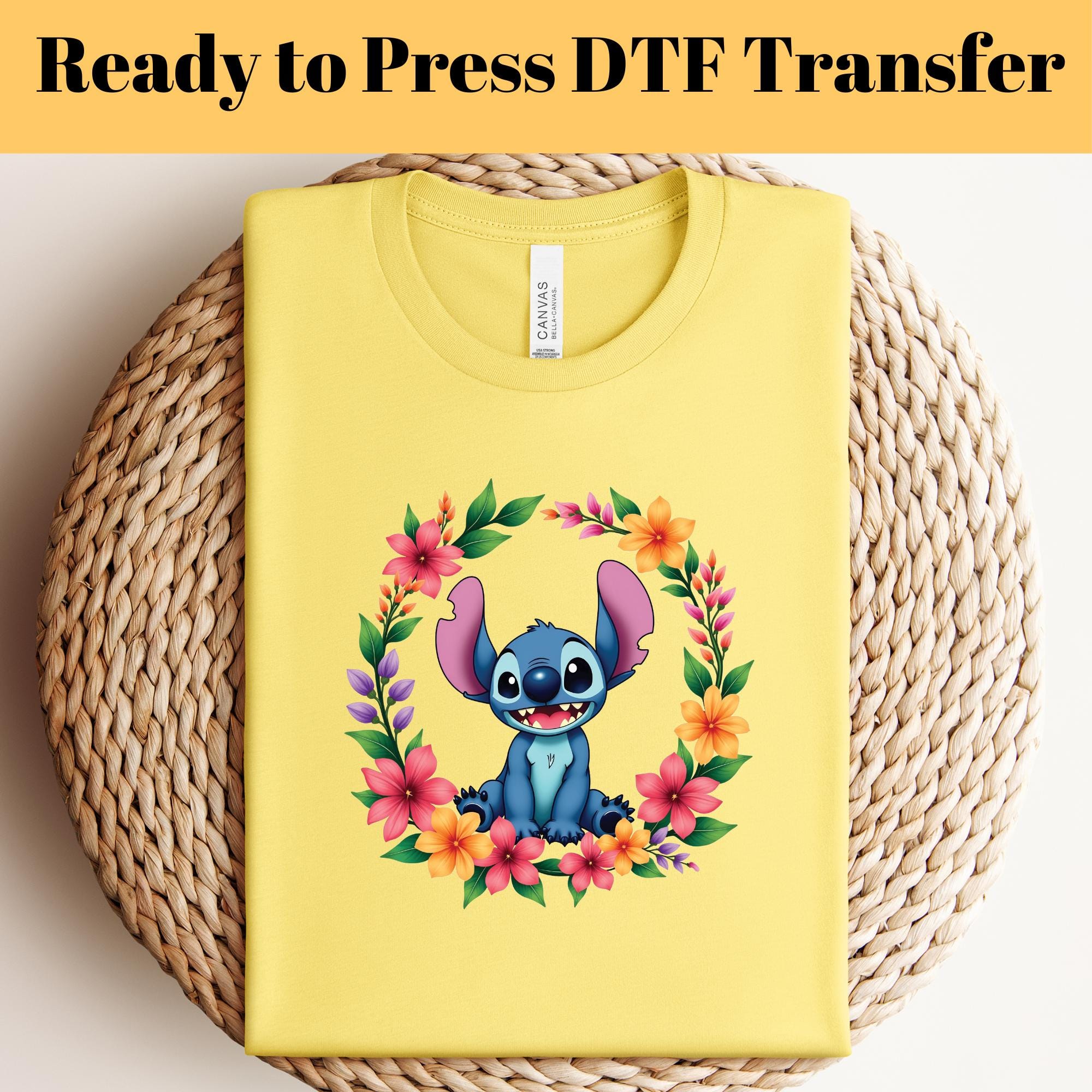 Stitch Dtf Transfer, Stitch and Flower Ready to Press DTF, Love Shirt ...