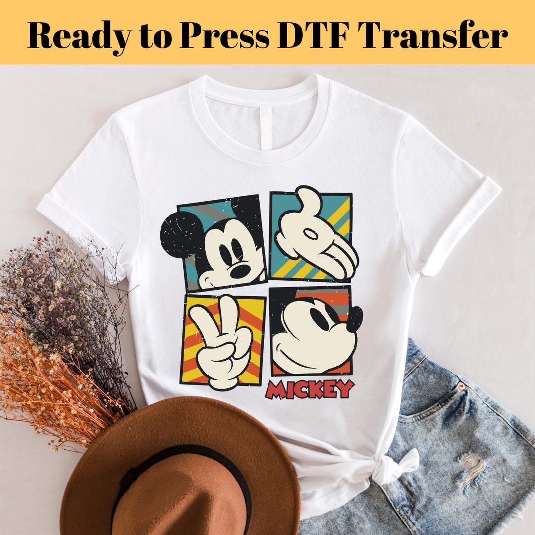 Retro Mickey Mouse DTF Transfer, Disney World Vintage Mickey DTF ...