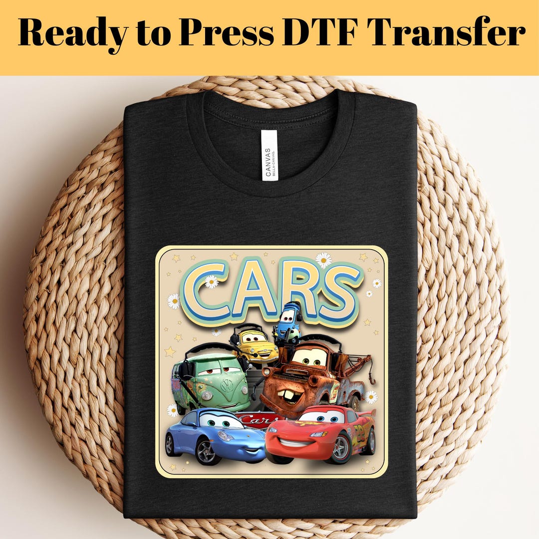 Lightning Mcqueen Cars DTF Transfer, Ready to Press, Retro Racing ...