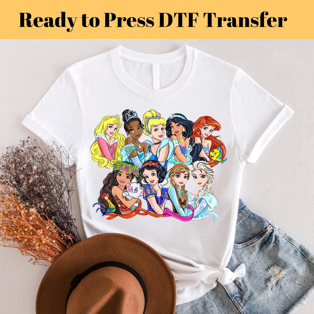 Disney Princesses Ready to Press DTF, Disney Transfer Print, Heat Press ...