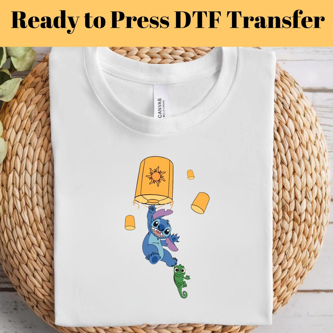 Disney Stitch and Pascal DTF Transfer, Tangled Lanterns DTF, Cute ...
