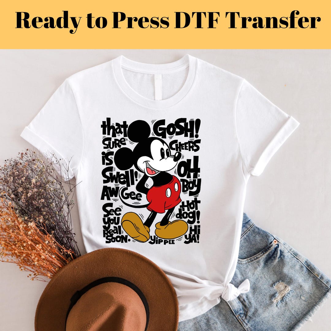 Mickey Mouse DTF, Mickey Mouse Heat Transfer, Disneyworld DTF Transfer ...