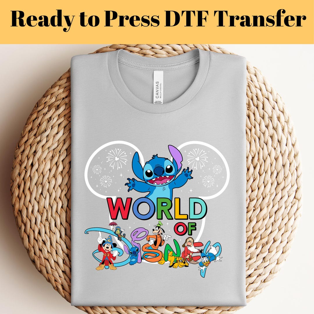 Stitch Disney DTF Transfer, Cute Stitch Ready to Press, Disneyworld DTF ...