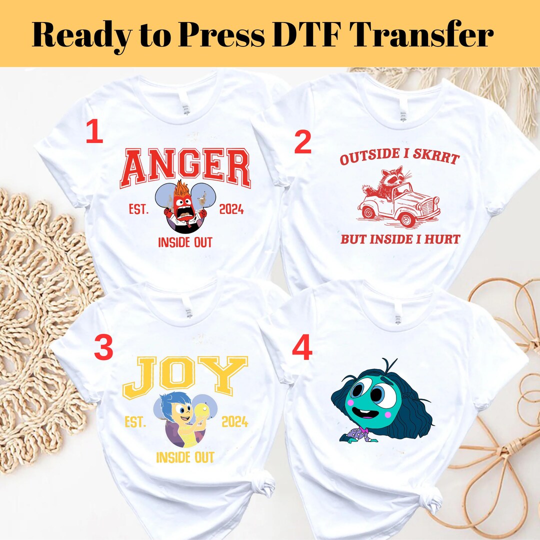 Inside Out 2 Characters DTF Transfers, Inside Out Emotions DTF Print ...