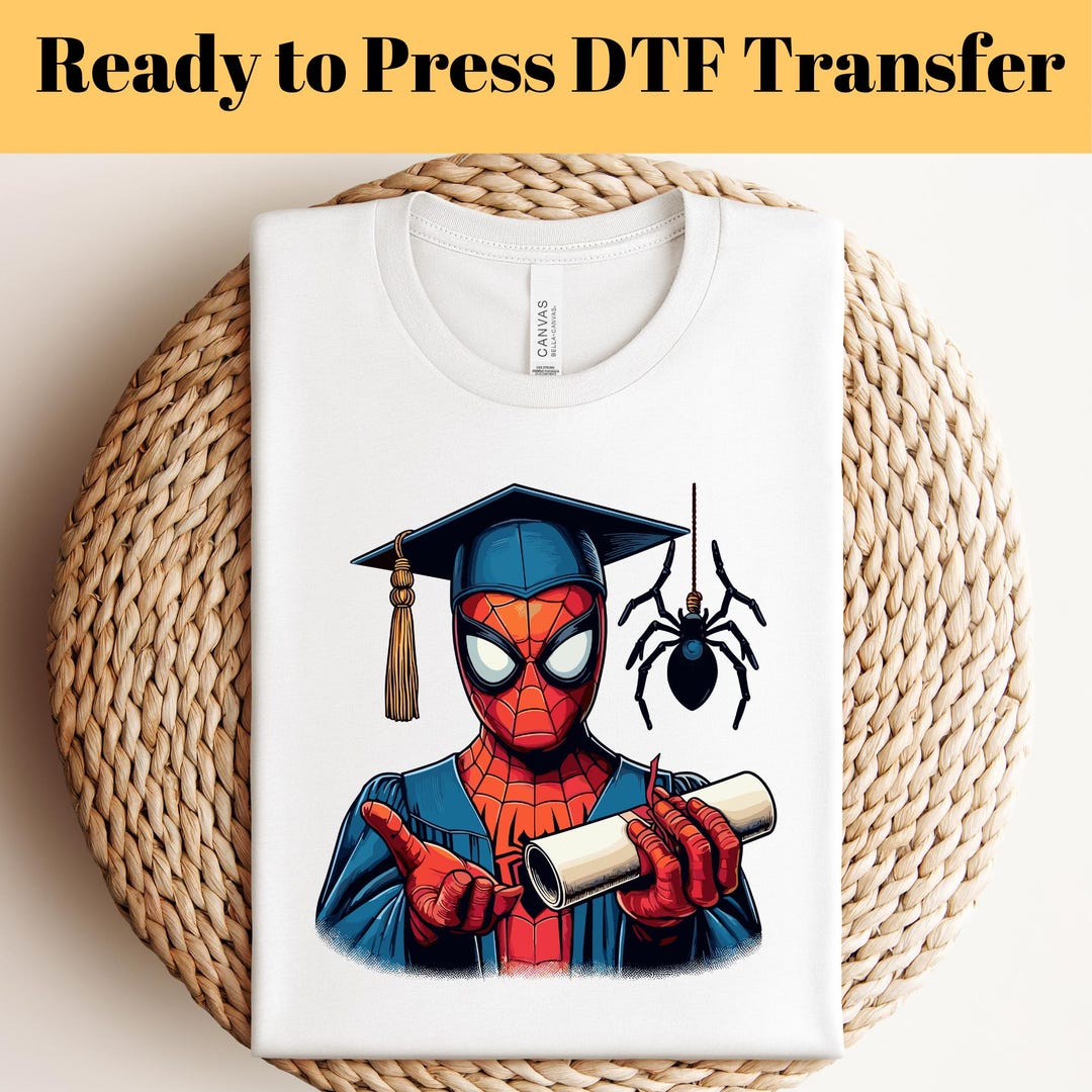 Spiderman Graduation DTF Transfer, Superhero DTF, Spiderman DTF, Hero ...