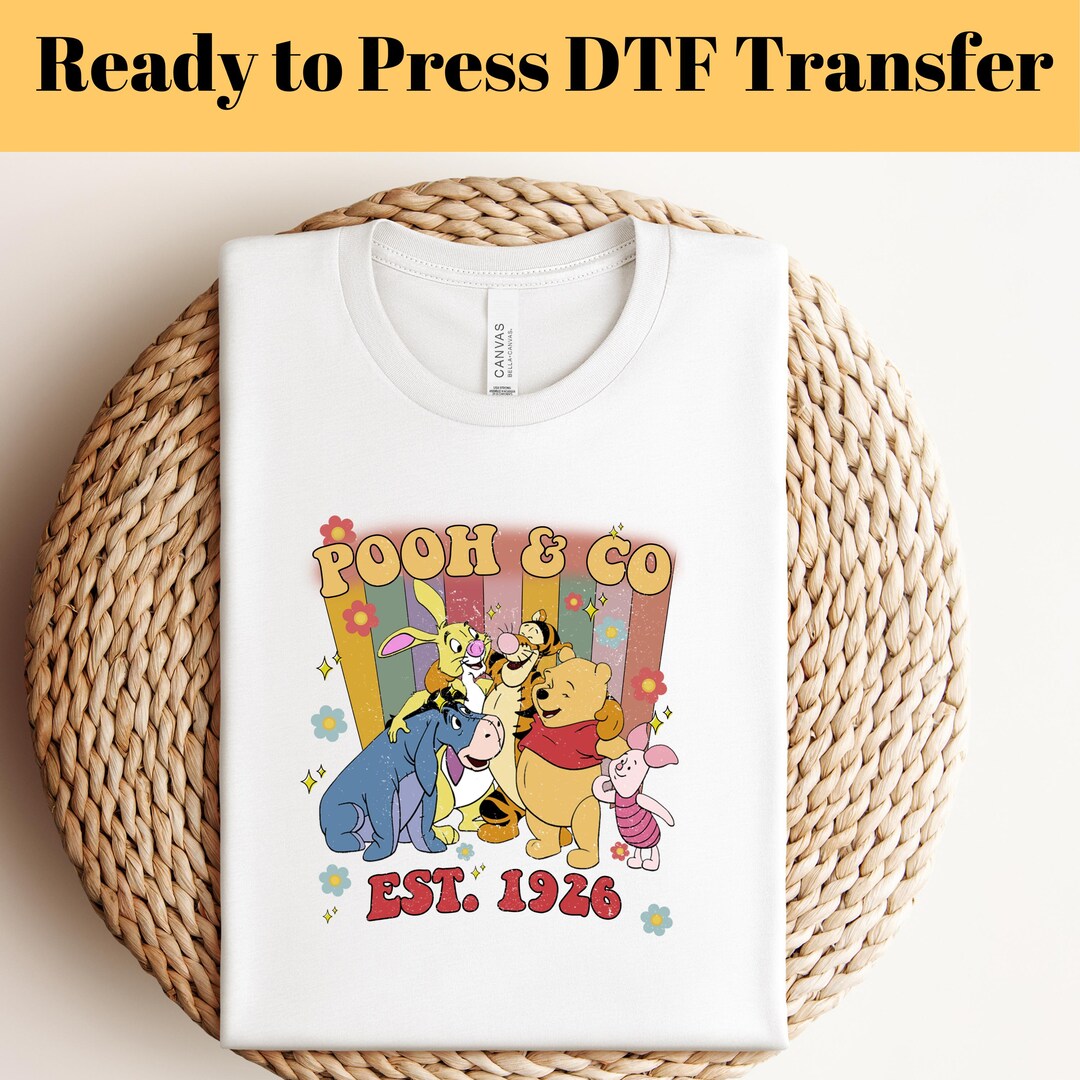 Winnie the Pooh DTF, Pooh and Co, Vintage Style, Disney DTF, Ready to Press, Family Transfer ...