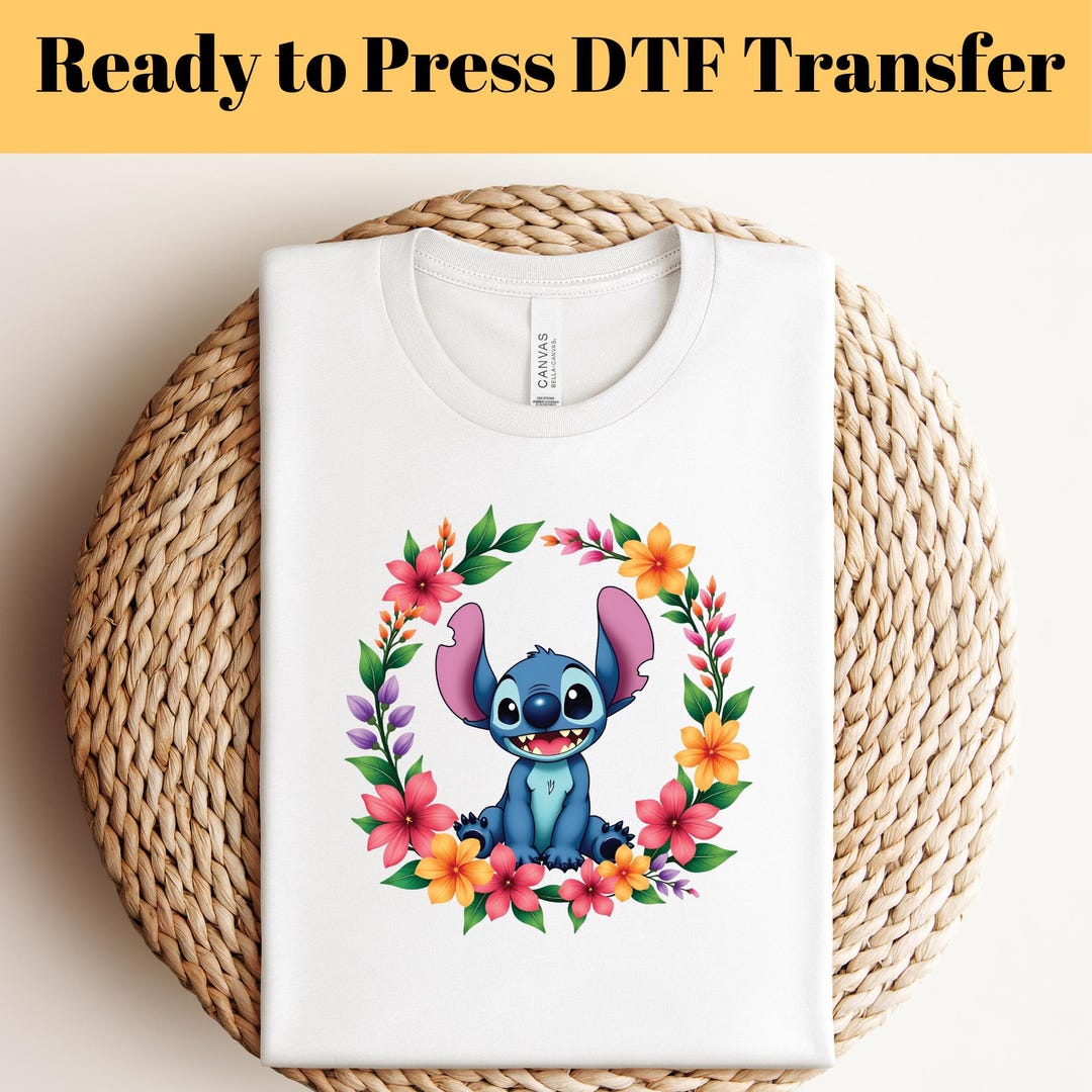 Stitch Dtf Transfer, Stitch and Flower Ready to Press DTF, Love Shirt ...
