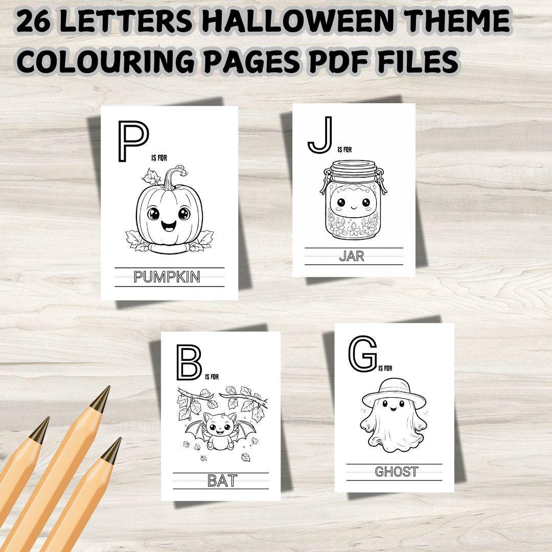 Halloween Alphabet Coloring Pages for Kids | 26 A4 Printable ABC Sheets ...