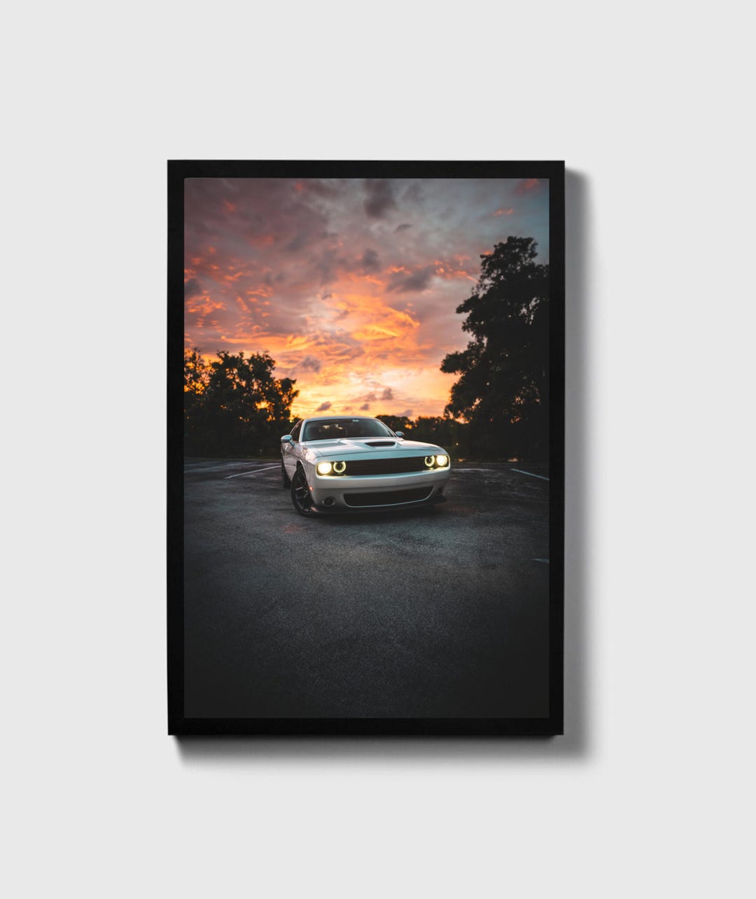 Dodge Challenger Poster, Vibrant Sunset Car Photography, Stunning ...