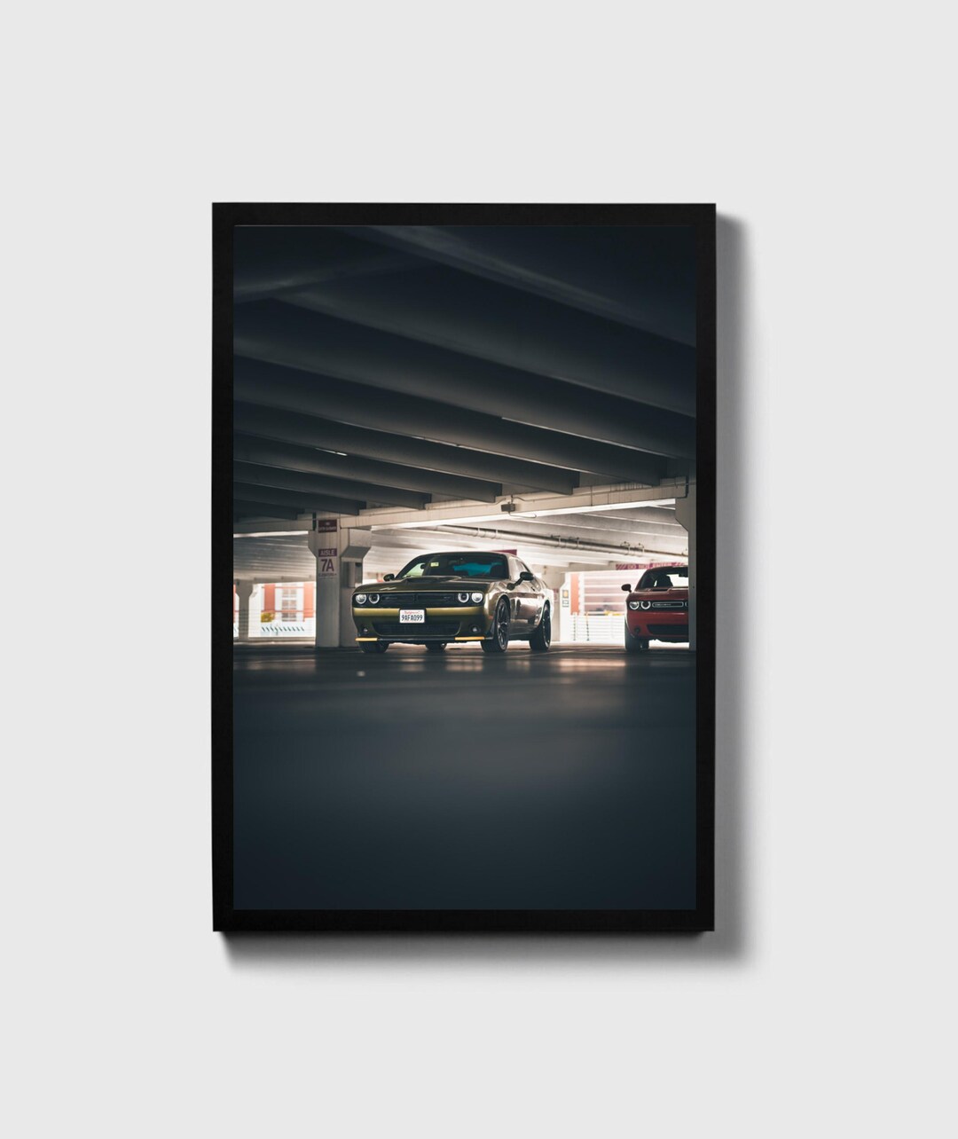 Dodge Challenger Duo Poster, Twin Muscle Cars Print, Urban Garage Car ...