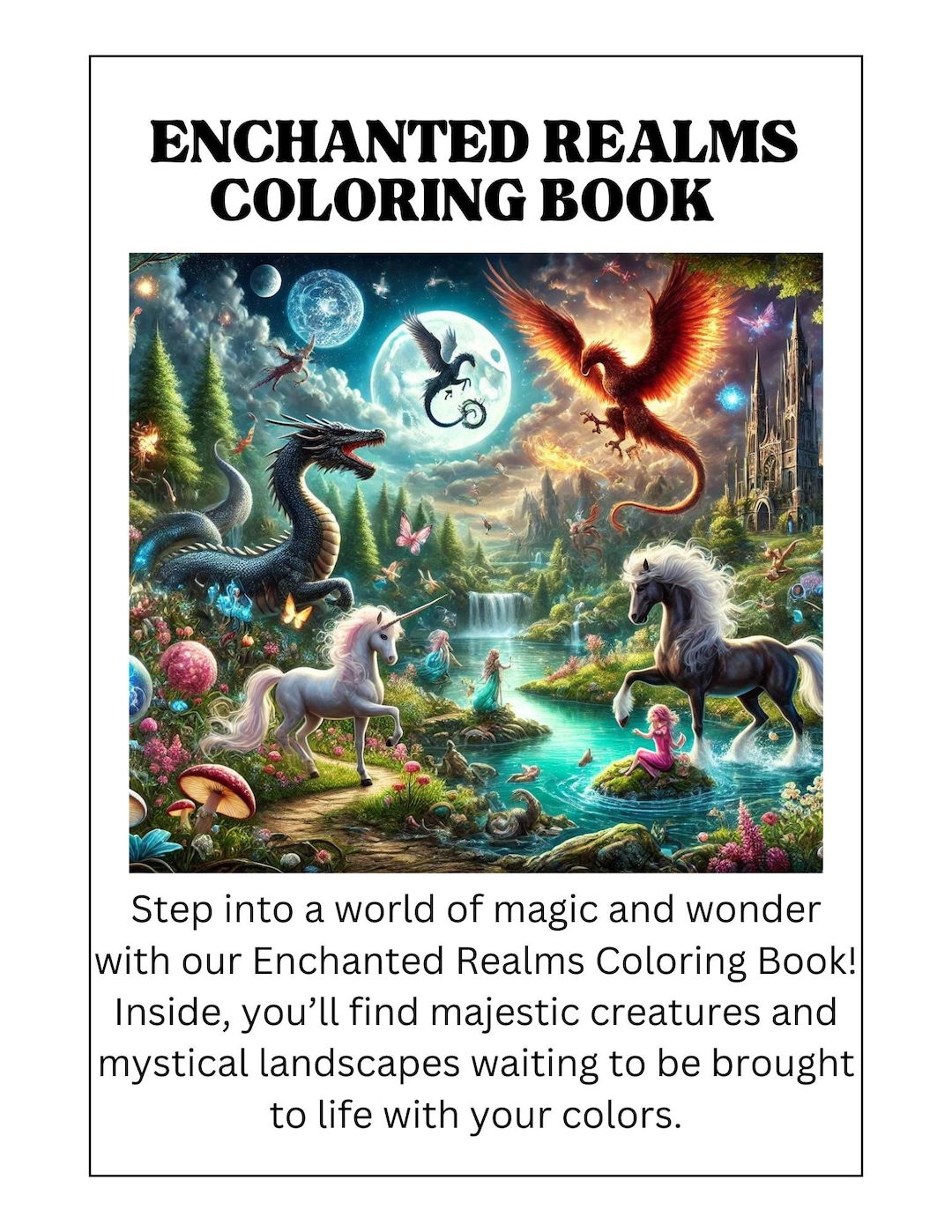 Enchanted Realms Coloring Book, Art, Modern, Coloring Book - Etsy