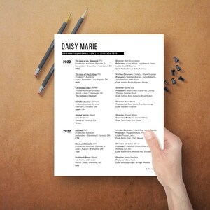 Editable CV Template for Film & TV Production Professionals | Prep, On ...