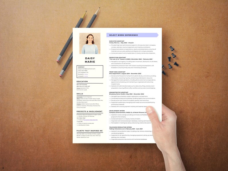 Editable Resume Template for Film & TV Professionals | Disney Executive ...